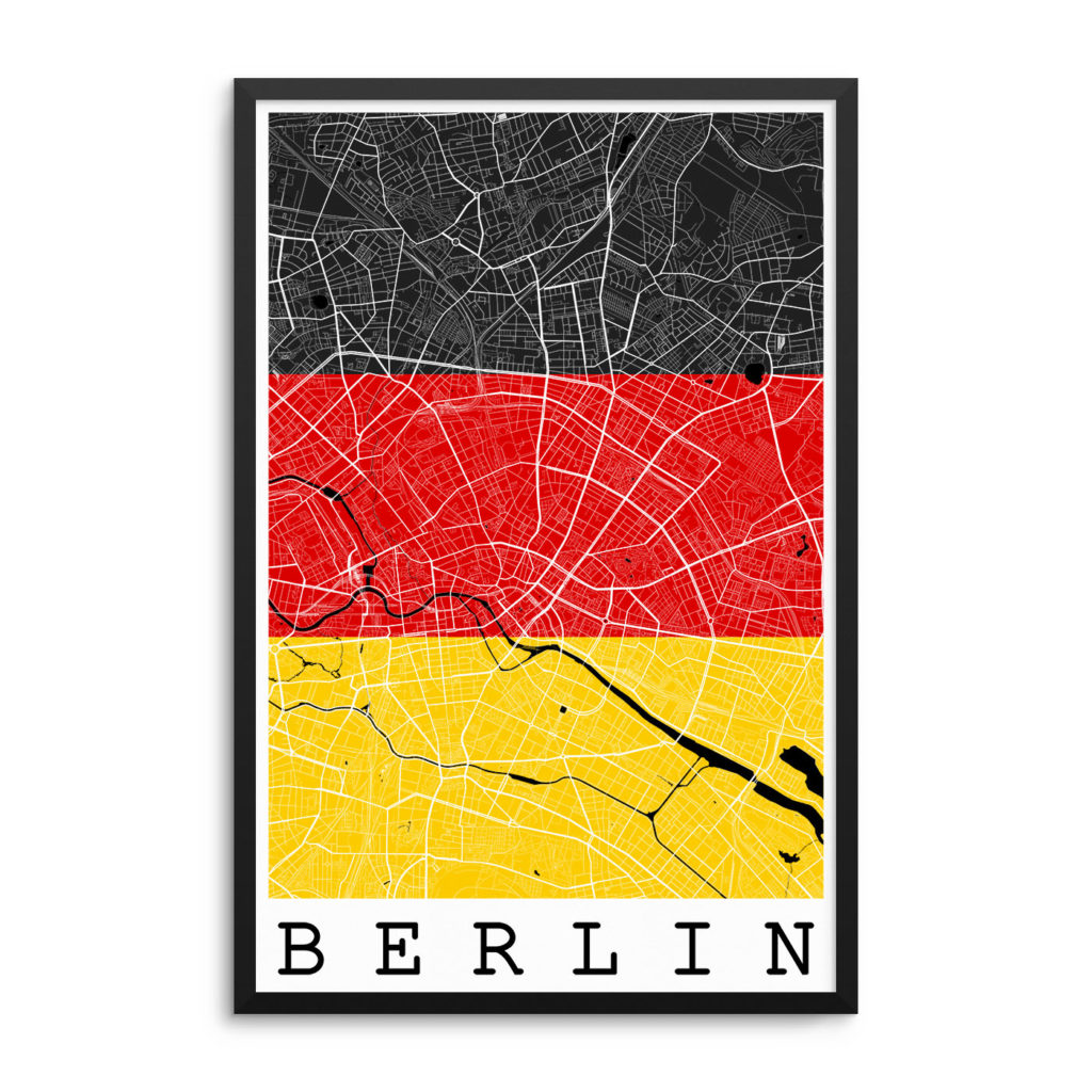 Berlin Germany Flag Map Poster – City Map Decor