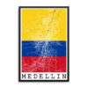 Medellin Colombia Flag Map Poster – City Map Decor
