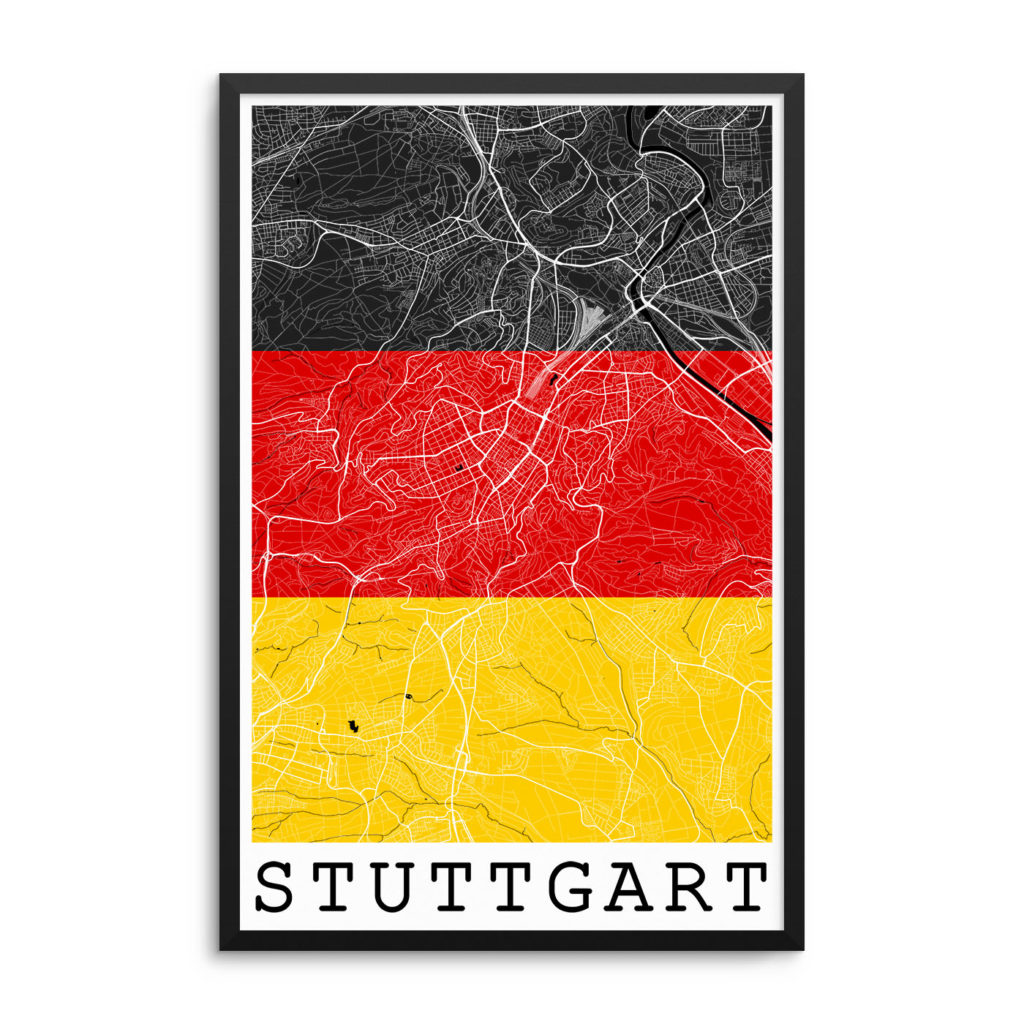 Stuttgart Germany Flag Map Poster – City Map Decor
